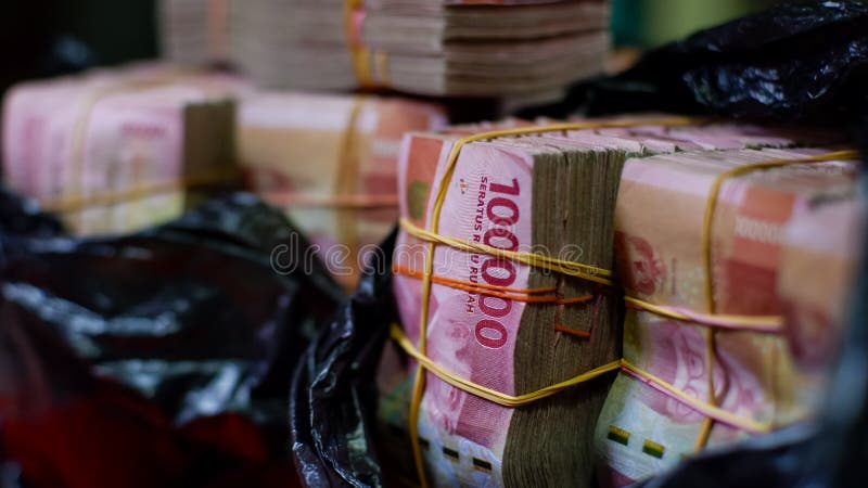 Rupiah paper stack stock image. Image of account, currency - 265659811