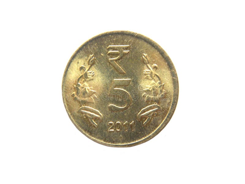 Cinque Rupie Di Moneta Dell'India Immagine Stock - Immagine di calcutta ...