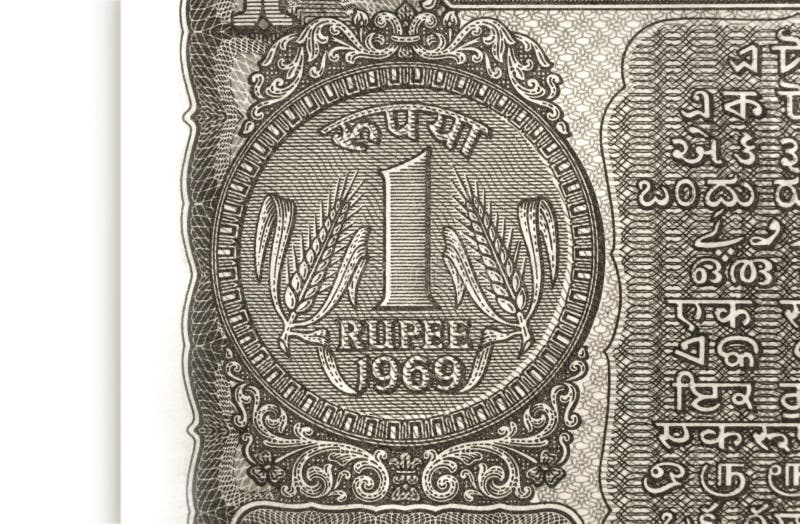 Eine Rupie Von Anmerkung 1969 Stockfoto - Bild von preis, ziffer: 30801134