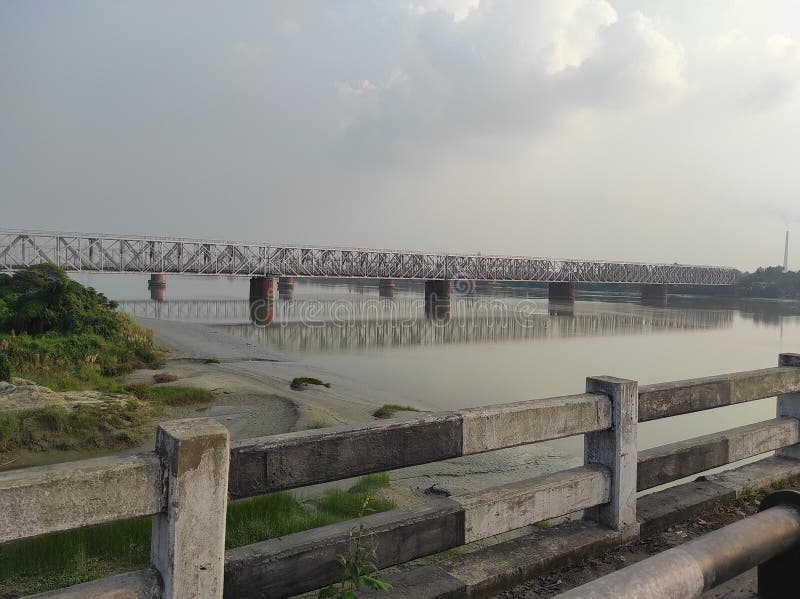 Rupnarayan River and Railway Bridge Side Stock Photo - Image of railway ...