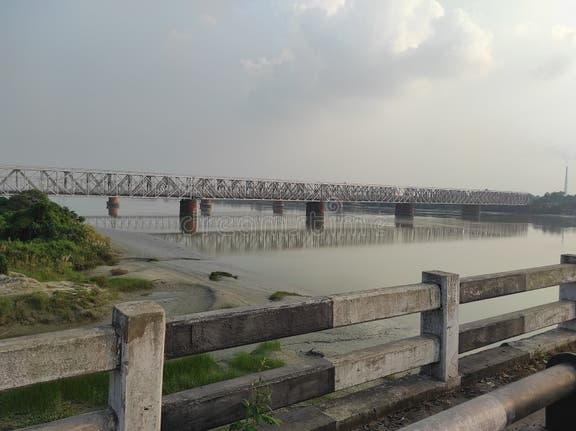 Rupnarayan River and Railway Bridge Side Stock Photo - Image of railway ...