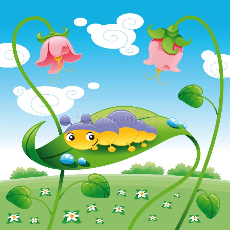 Rups op het blad vector illustratie. Illustration of rups - 9732756
