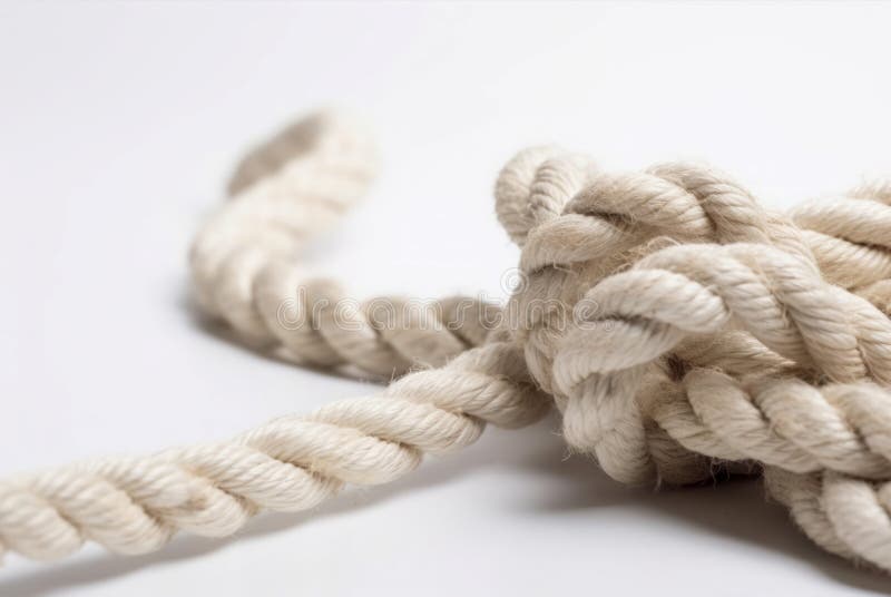 Rupture of Cotton Rope on White Background. Generate Ai Stock ...
