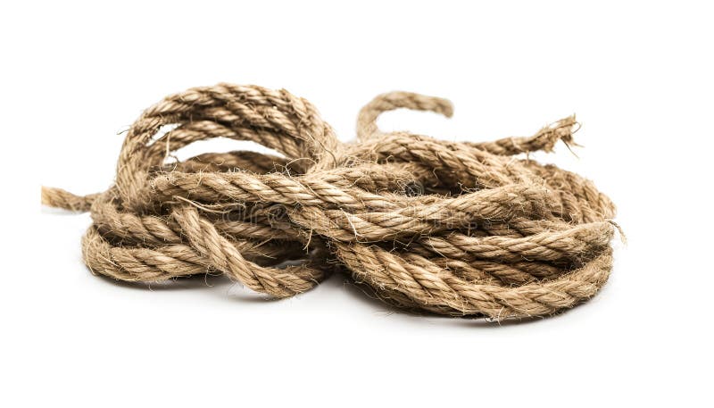 Rupture of Hemp Rope on White Background Stock Image - Image of ...