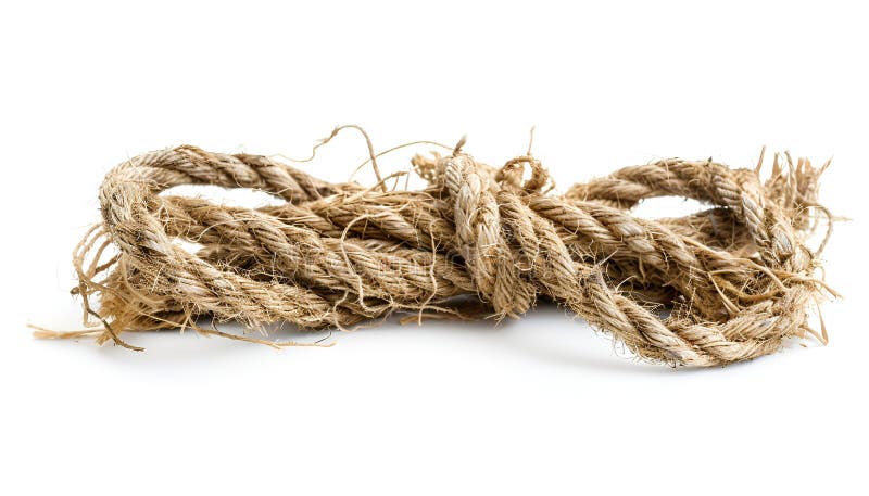 Rupture of Hemp Rope on White Background Stock Photo - Image of ...