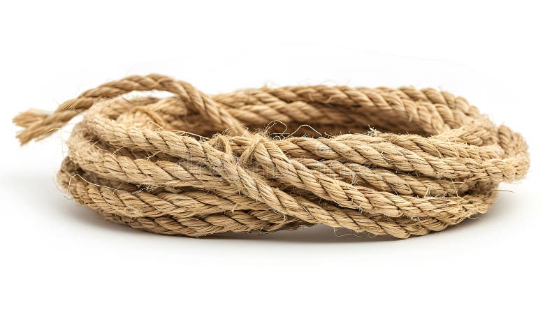 Rupture of Hemp Rope on White Background Stock Image - Image of ...