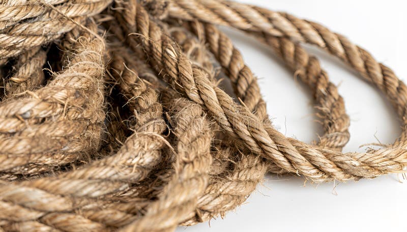 Rupture of Hemp Rope on White Background Stock Image - Image of strand ...