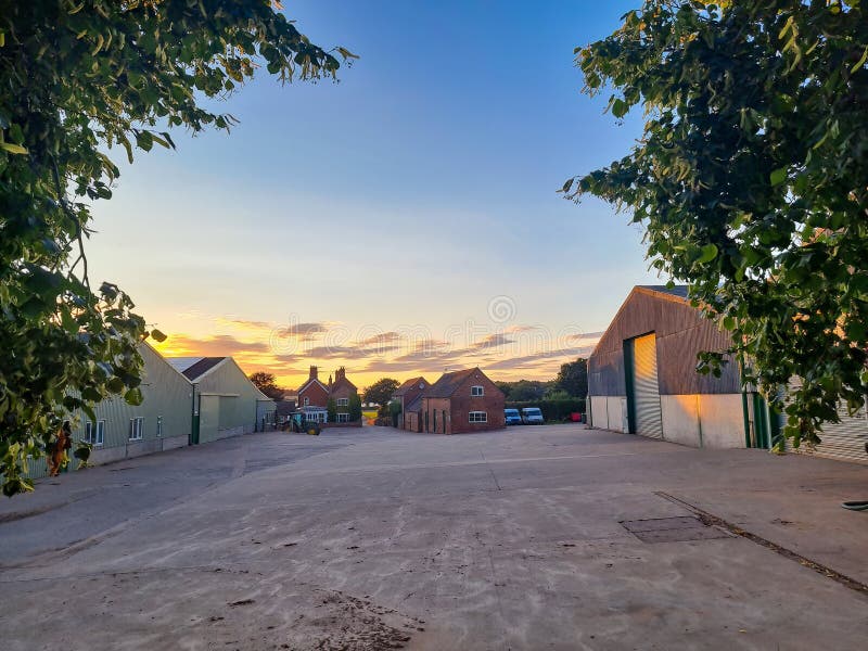 A Rural Area with a Few Houses and a Barn Stock Photo - Image of barn ...