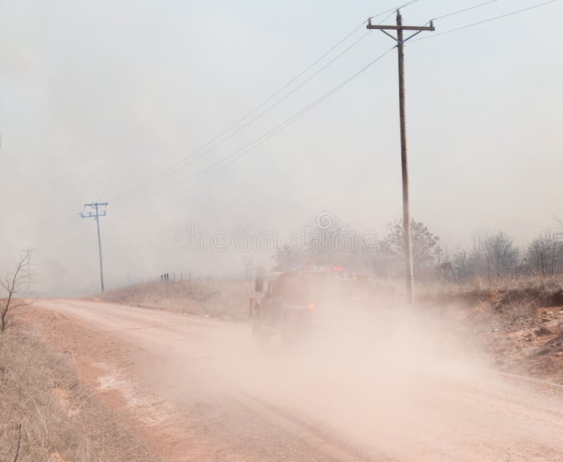 Rural Area Firetruck on Its Way To Stop a Wildfire Stock Photo - Image ...