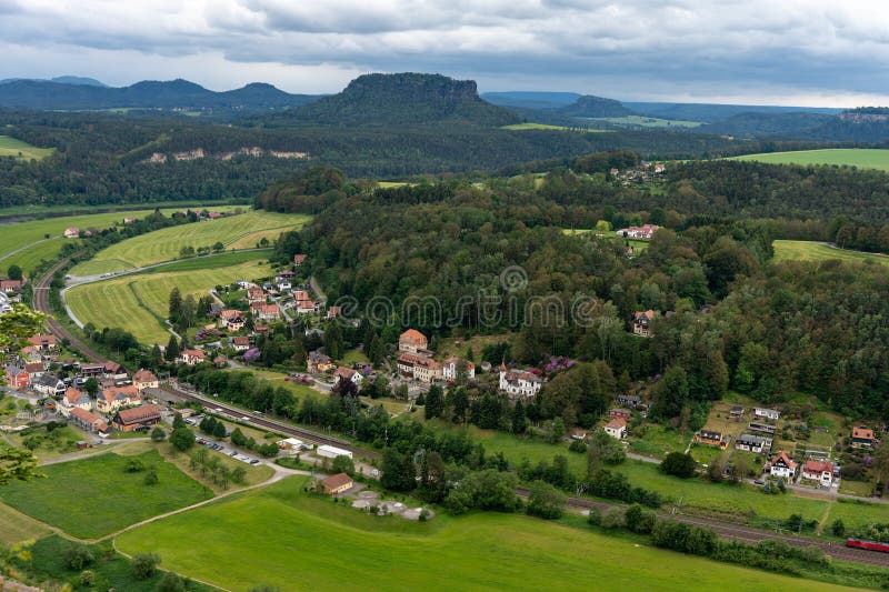 A Rural Area with a Small Town and a River Stock Image - Image of ...