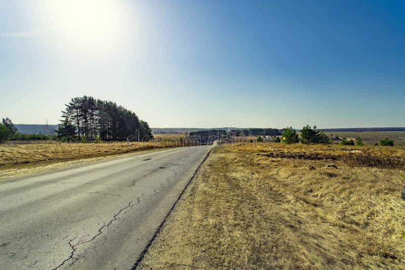 Rural Asphalt Road among the Fields in Russia Stock Photo - Image of ...