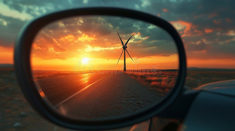 Rural Beauty at Sunset with Wind Turbines Generating Energy Stock Image ...
