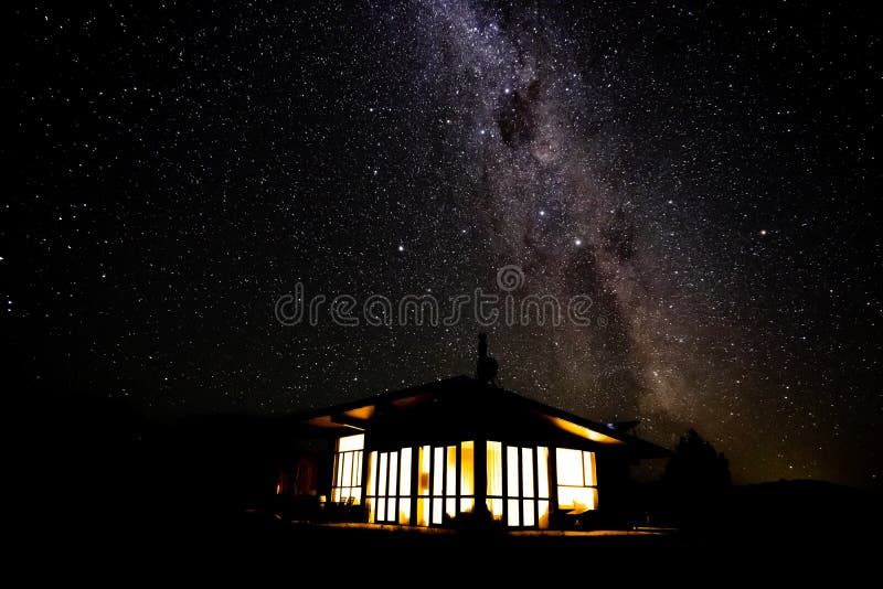 Rural Brick House on a Starry Night Stock Image - Image of house ...