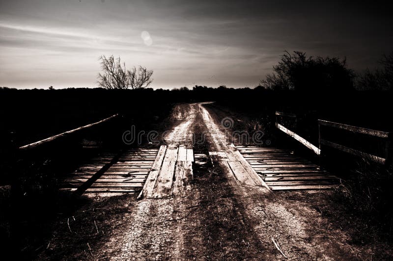 Rural Bridge stock photo. Image of moon, evening, field - 57577836