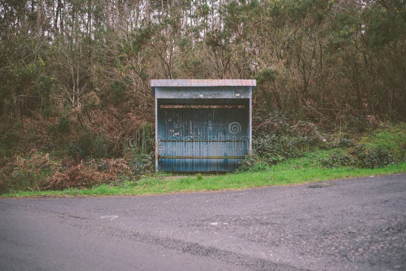 Rural Bus Stop with a Vintage Style Stock Image - Image of gutter ...