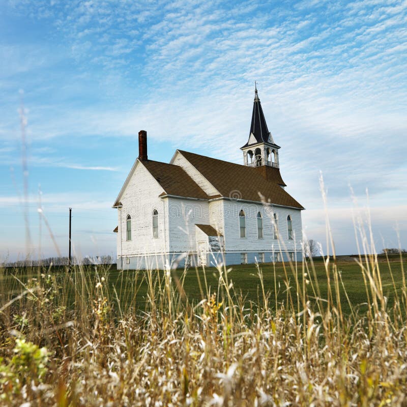 Rural church in field. stock photo. Image of square, color - 2046488