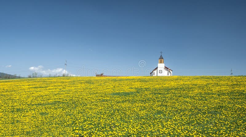 Rural church in a field stock image. Image of architecture - 30945665