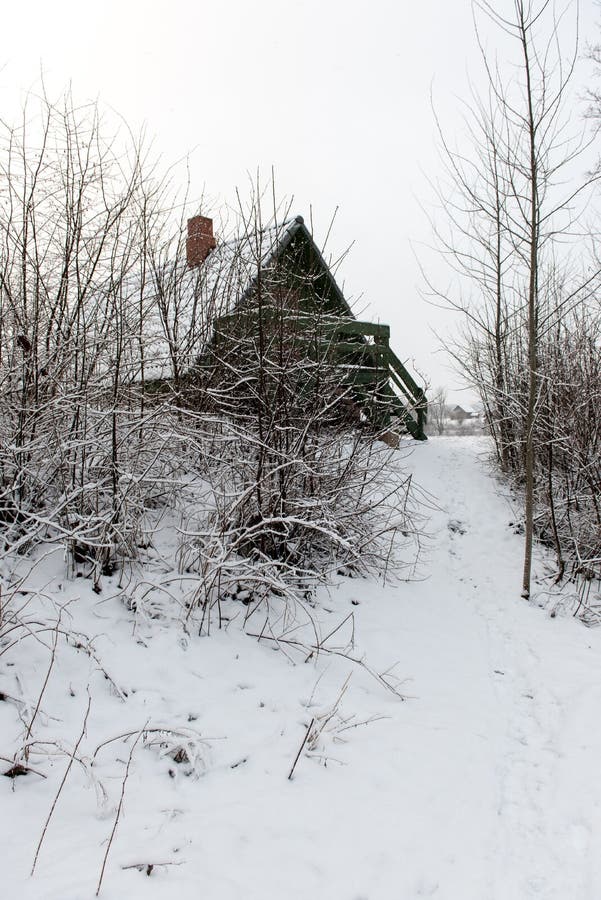 Rural Cottage in Winter in Countryside Stock Photo - Image of snow ...
