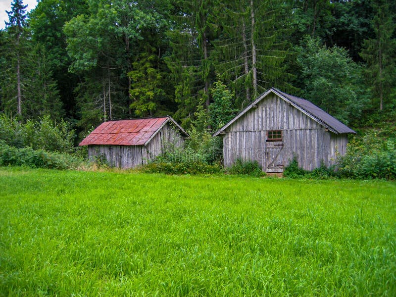 Rural Cottages Surrounded by Green Vegetation. Stock Photo - Image of ...