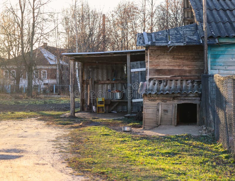 Rural Countryside View in Russian Villlage Stock Photo - Image of ...
