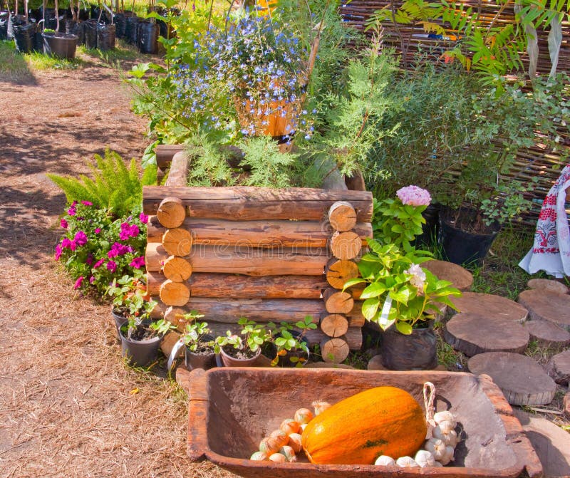 Rural Court Yard with Wooden Spring Stock Image - Image of foliage ...