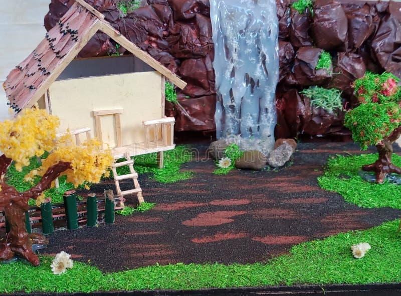 Rural Diorama with Waterfall Craaf Stock Image - Image of diorama ...