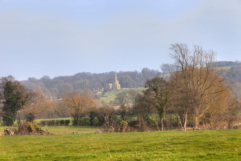 Rural England Scene with Church Stock Photo - Image of british, willow ...