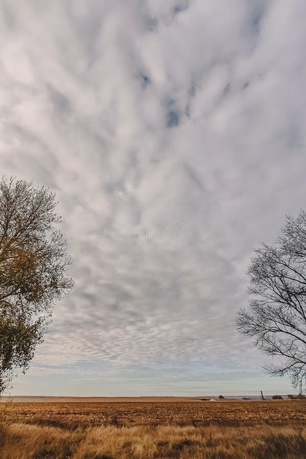 Rural Fall Landscape - Field in the Autumn Under Sky with Clouds Stock ...