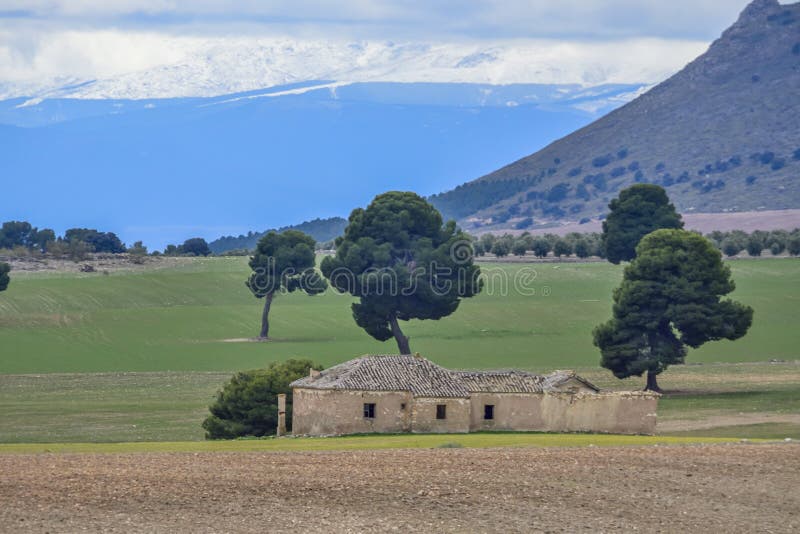 Rural Farmhouse in the Cereal Fields in Granada - Spain. Stock Image ...