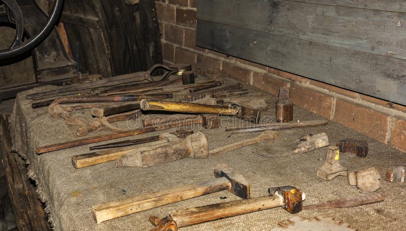 On the Table in the Rural Forge is a Different Forging Tool Stock Image ...