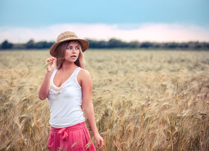 Rural girl in field stock photo. Image of people, calm - 25999740