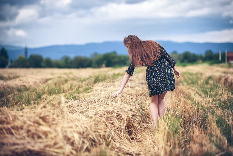 Rural girl in field stock image. Image of outdoors, brightly - 42608837