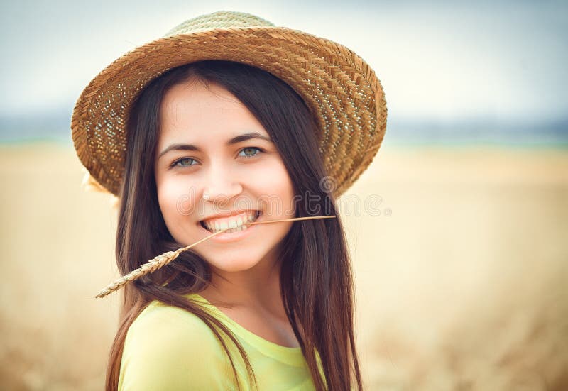 Rural girl in field stock photo. Image of horizon, infinity - 42610248
