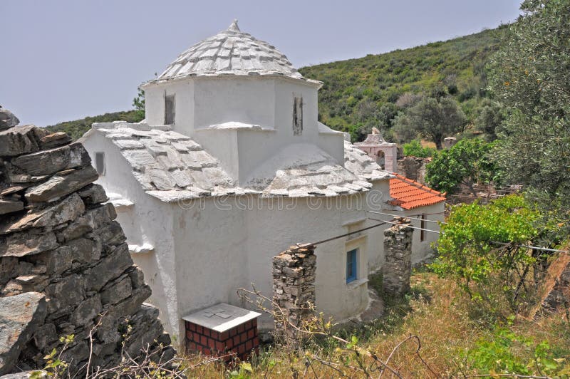 Rural Greek White Chapel on Samos Stock Image - Image of aegean ...