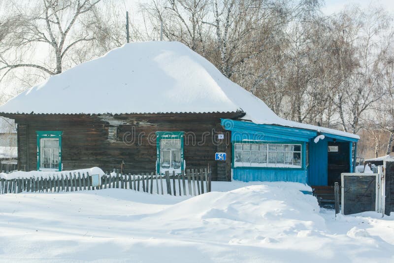 The Rural House Covered with Snow Stock Photo - Image of nature, russia ...