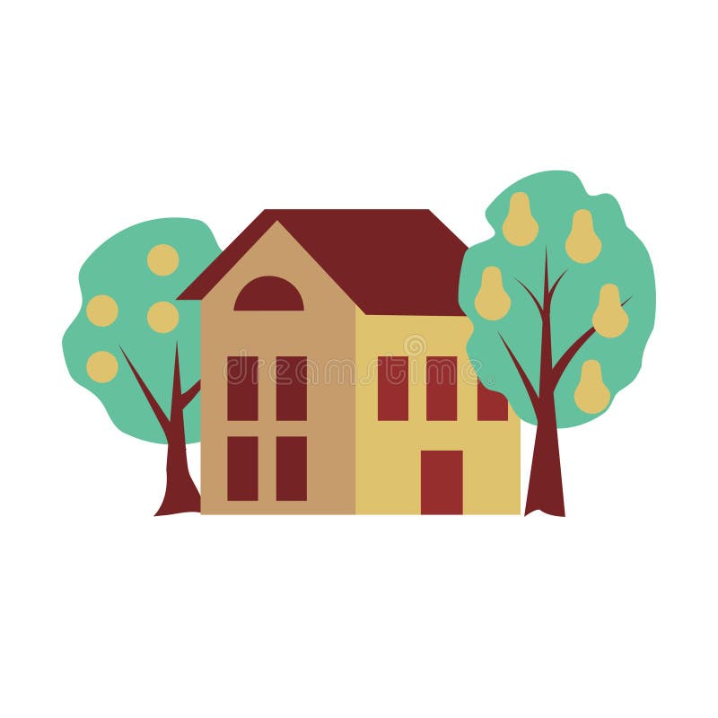Rural house icon stock vector. Illustration of courtyard - 176389900