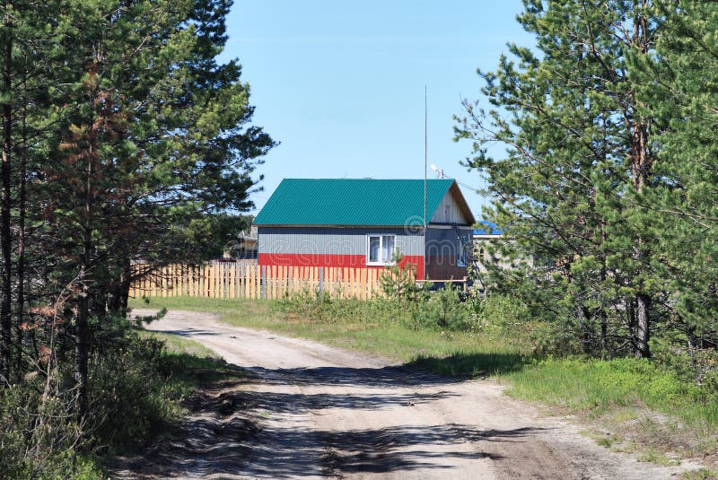 The rural house at road stock image. Image of accurate - 5646033