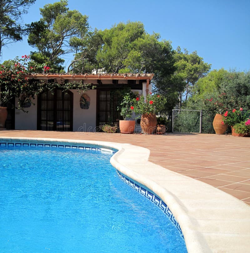 Rural House with Swimming Pool Stock Photo - Image of vacations, water ...