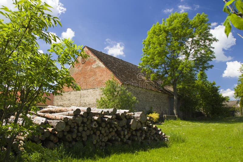 Rural Houses and Large Barns in the Fields Stock Photo - Image of ...