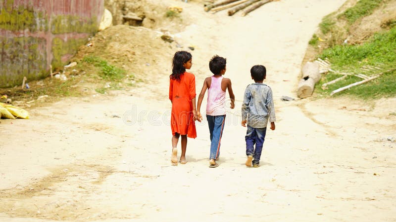 Rural Kids Walking at Street Editorial Photography - Image of school ...