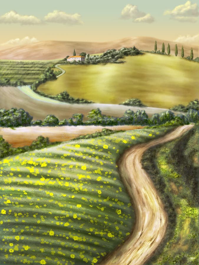 Rural landscape stock illustration. Illustration of scenic - 16138676