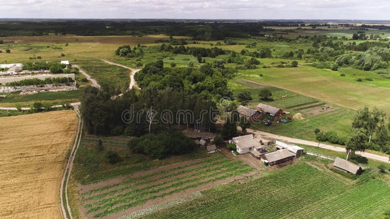 Rural Landscape from the Air. Many Small Rural Houses Stock Photo ...