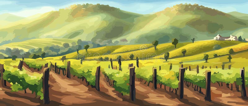 Rural Landscape with a Beautiful View of Distant Fields and Hills ...