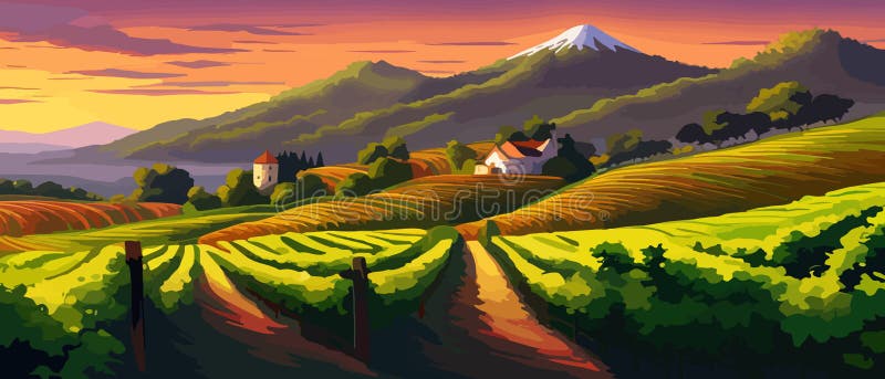 Rural Landscape with a Beautiful View of Distant Fields and Hills ...