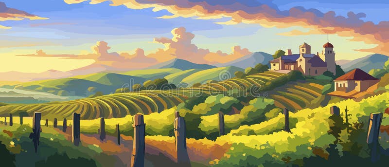 Rural Landscape with a Beautiful View of Distant Fields and Hills ...