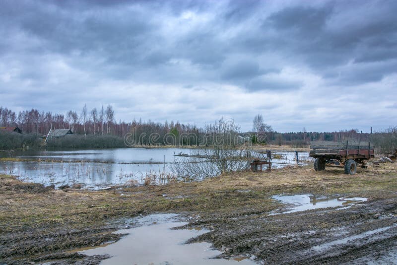 Rural Landscape on a Cloudy Spring Day. Stock Image - Image of ...