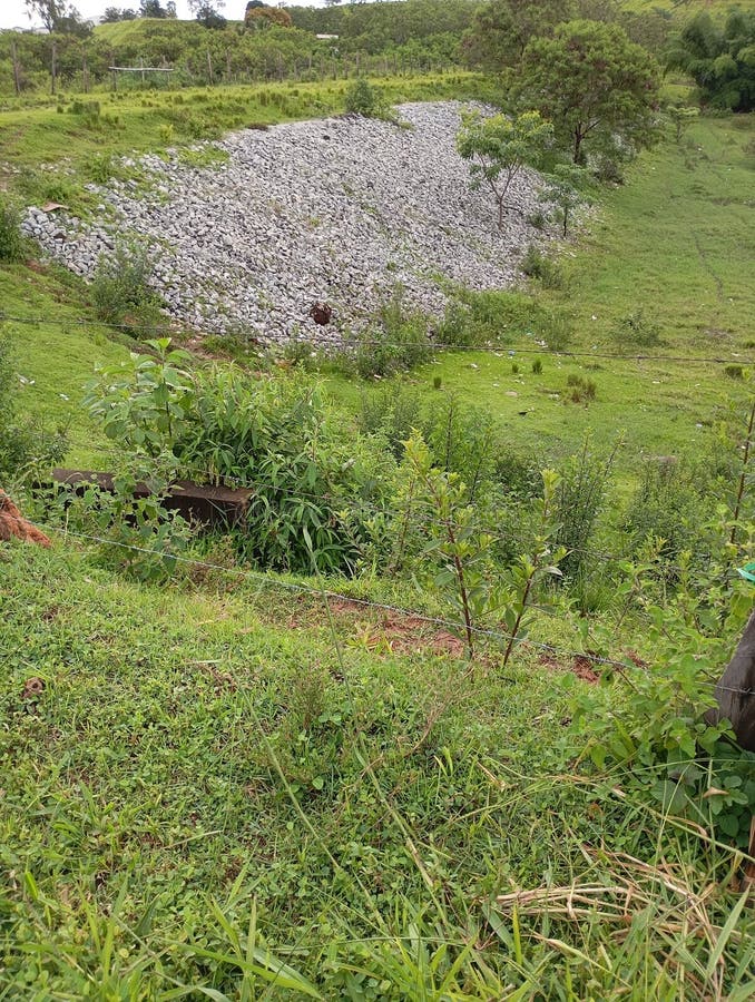 Stone Slope in Natural Green Area Stock Image - Image of field, prairie ...