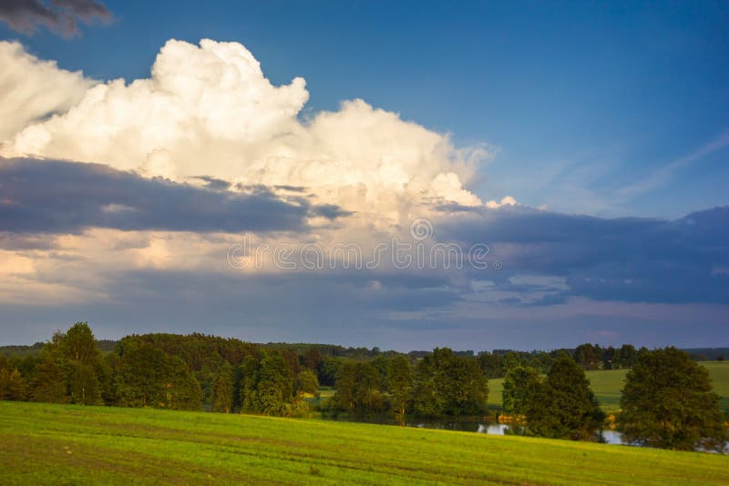 Rural Landscape with Dramatic Sky Stock Photo - Image of scene ...