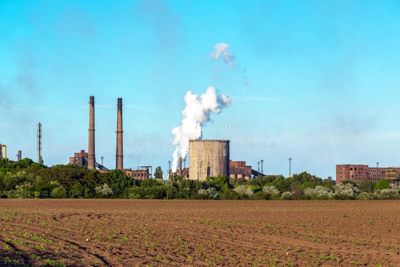Rural Landscape with Factory Stock Image - Image of refinery, power ...