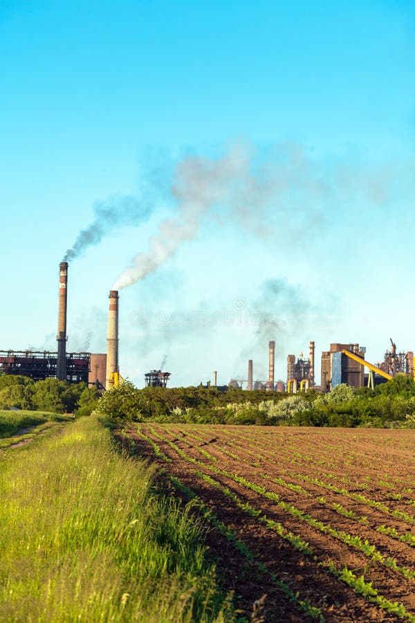 Rural Landscape with Factory Stock Photo - Image of production ...